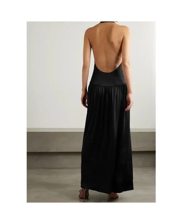 16Arlington Plunging Halterneck Satin Gown