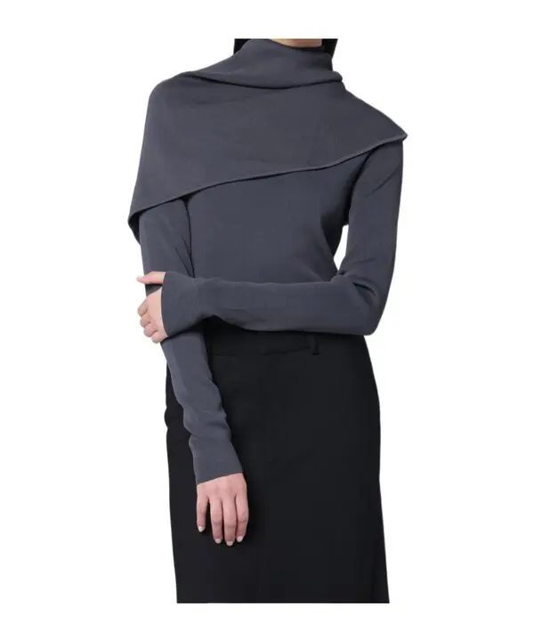 ENTIRE STUDIOS Asymmetrical Panel Knitted Sweater - Black
