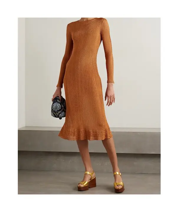 Ulla Johnson Long Sleeve Ruffled Hem Dress