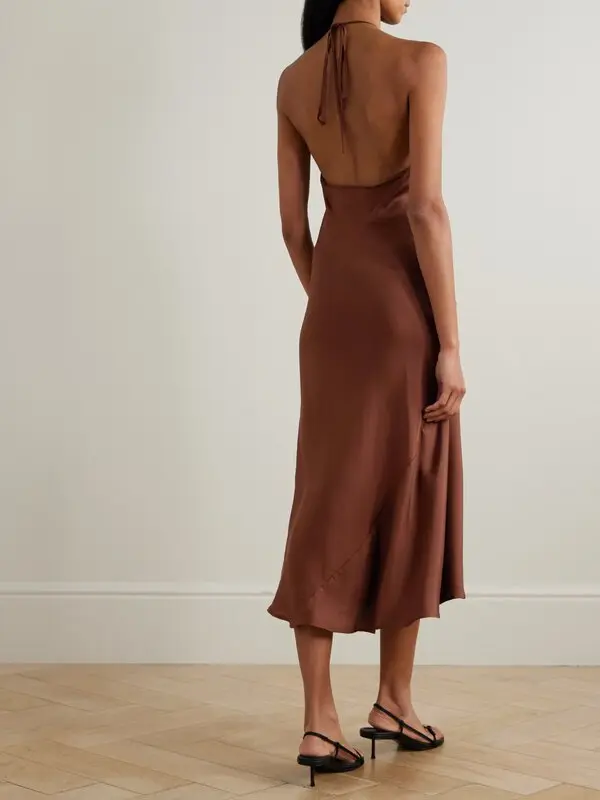 ST. AGNI Back Tie Halterneck Midi Dress