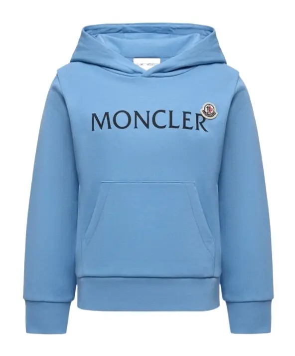 Moncler Long Sleeve Hooded Sweatshirt With Logo - Blue