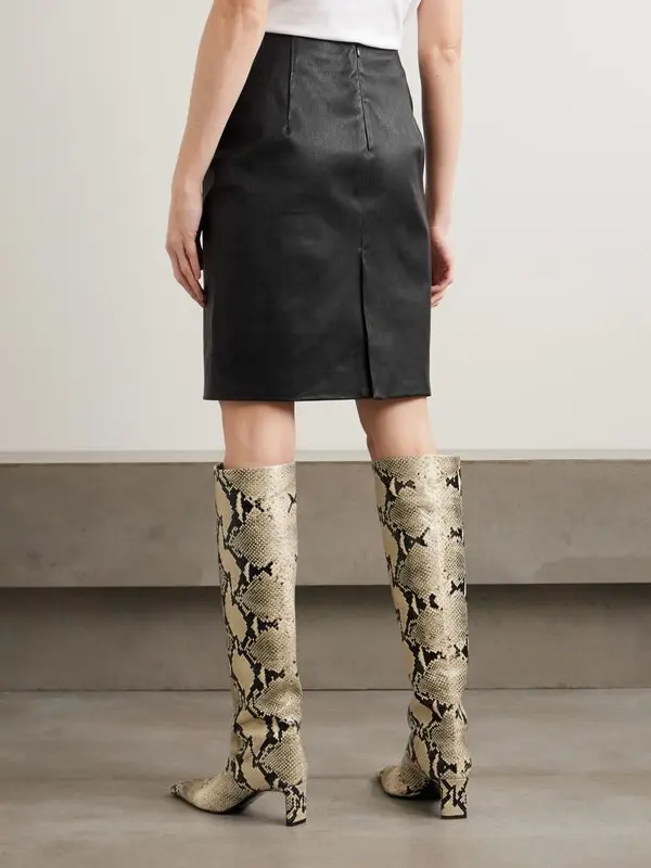 Nour Hammour Paneled Leather Pencil Skirt