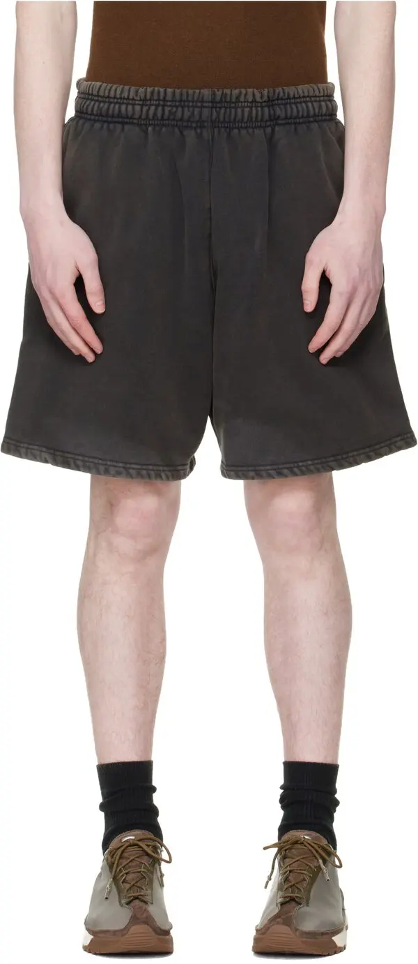 ENTIRE STUDIOS Elastic Waist Mini Shorts - Washed Black