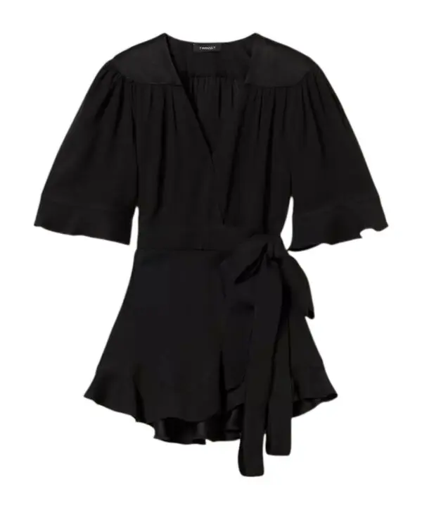 TWINSET Ruffle Detail Wrap Top - Black