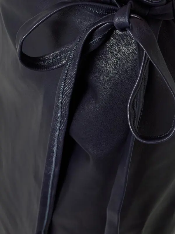 Nour Hammour Paneled Leather Maxi Wrap Skirt - Black