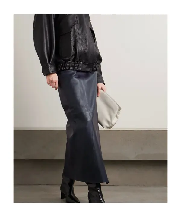 Nour Hammour Paneled Leather Maxi Wrap Skirt - Black