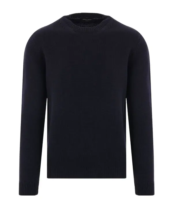 ROBERTO COLLINA Crew Neck Long Sleeve Knitwear - Navy