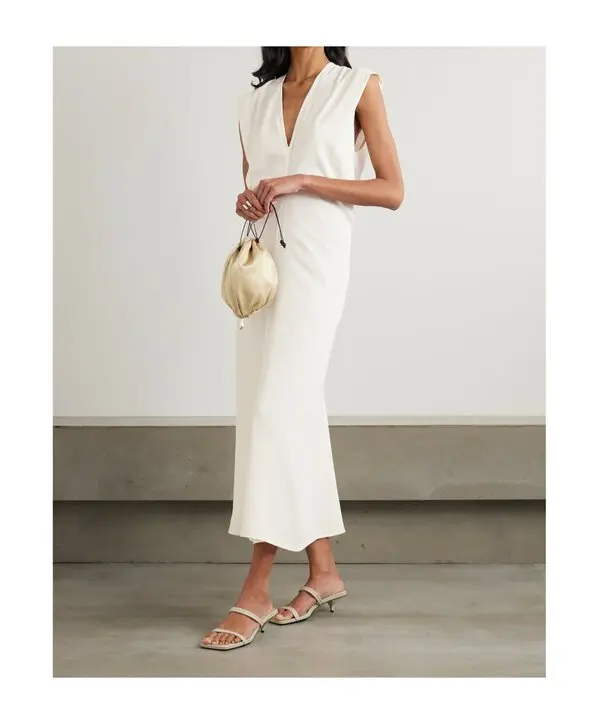 ST. AGNI Sleeveless V-neck Midi Dress - Off-white