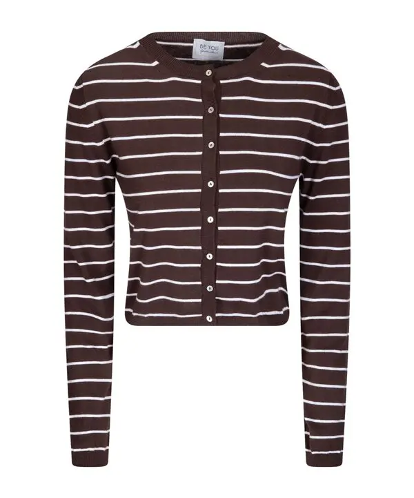 BE YOU Striped Cropped Cardigan