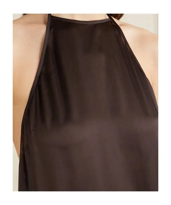 ST. AGNI Asymmetrical Silk-satin Halterneck Maxi Dress