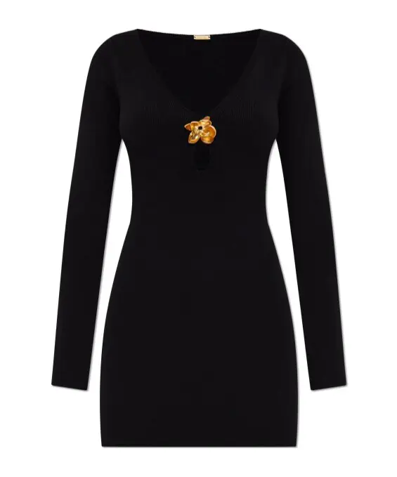 Cult Gaia Embellished Long Sleeve Mini Dress - Black