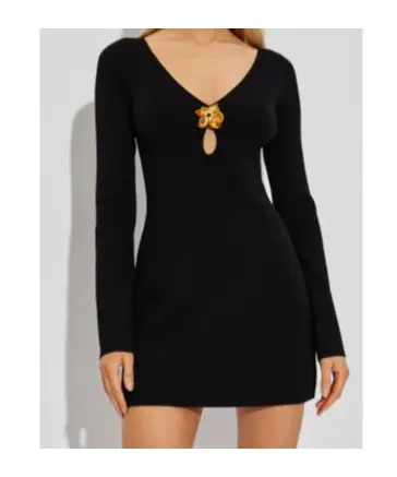 Cult Gaia Flower-embellished Long-sleeve Mini Dress