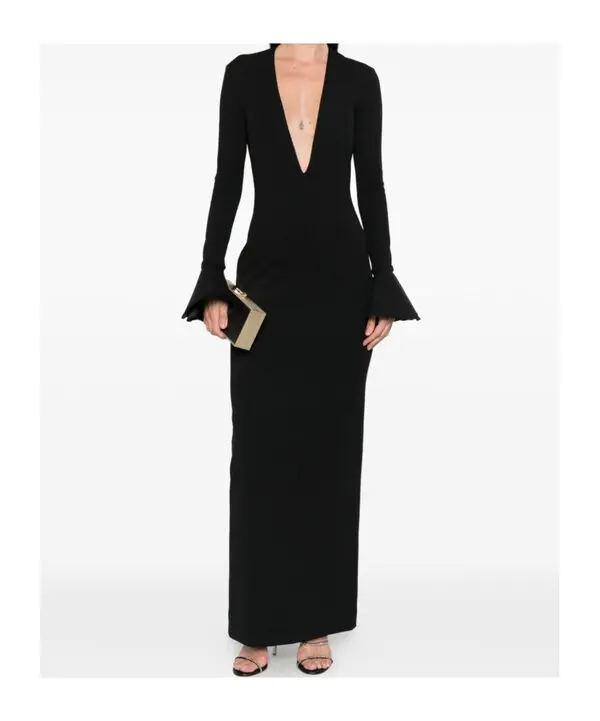Solace Hutton V-neck Maxi Dress With Flared Cuffs