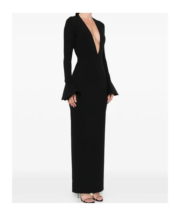 Solace Hutton V-neck Maxi Dress With Flared Cuffs