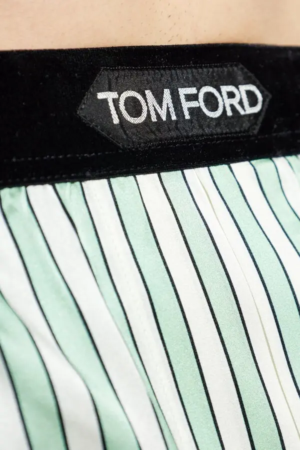 TOM FORD Striped Logo-waistband Boxers - Green