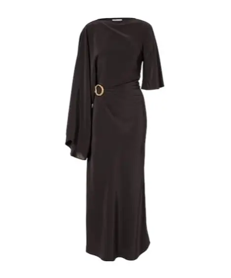 JOSEPH Joya Satin Twill Midi Dress - Black