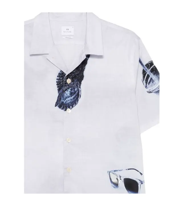 Paul Smith Short Sleeve All-over Print Shirt - White