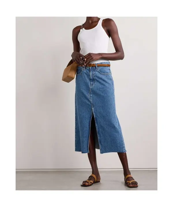 SLVRLAKE Frayed Hem Midi Skirt