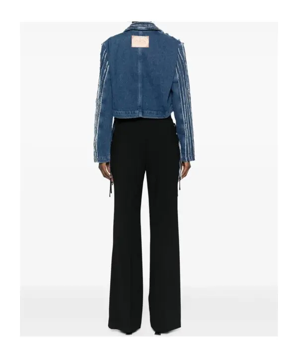 TWINSET Cropped Denim Jacket With Tassel Appliqués
