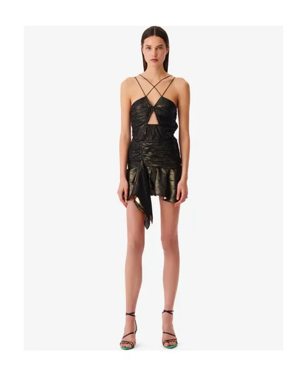 IRO PARIS Nikki Asymmetrical V-neck Mini Dress With Cut-out Detail