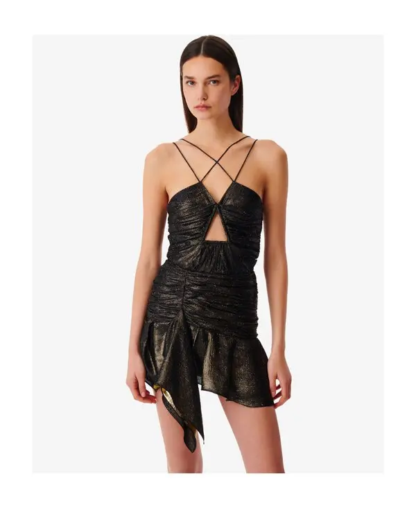 IRO PARIS Nikki Asymmetrical V-neck Mini Dress With Cut-out Detail