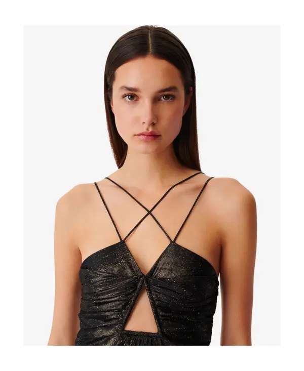 IRO PARIS Nikki Asymmetrical V-neck Mini Dress With Cut-out Detail