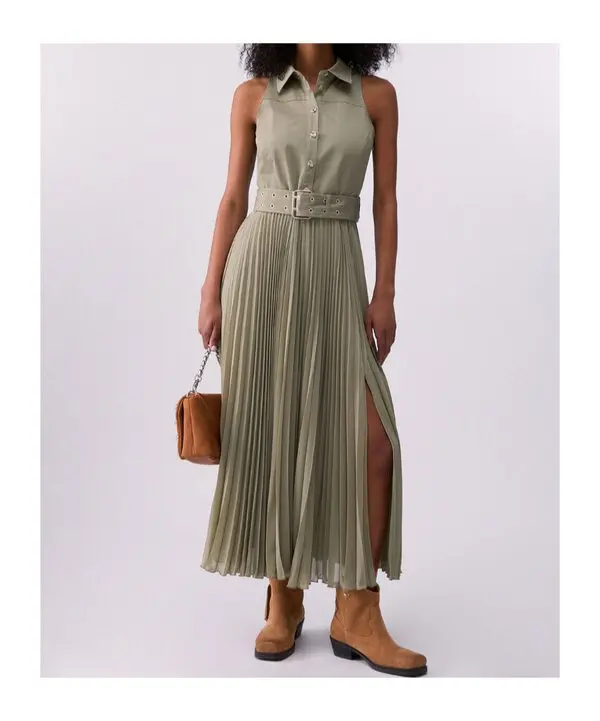 Liu Jo Pleated Belted Shirt Dress