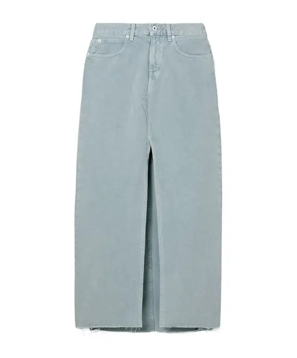 SLVRLAKE Frayed Denim Maxi Skirt - Light Blue