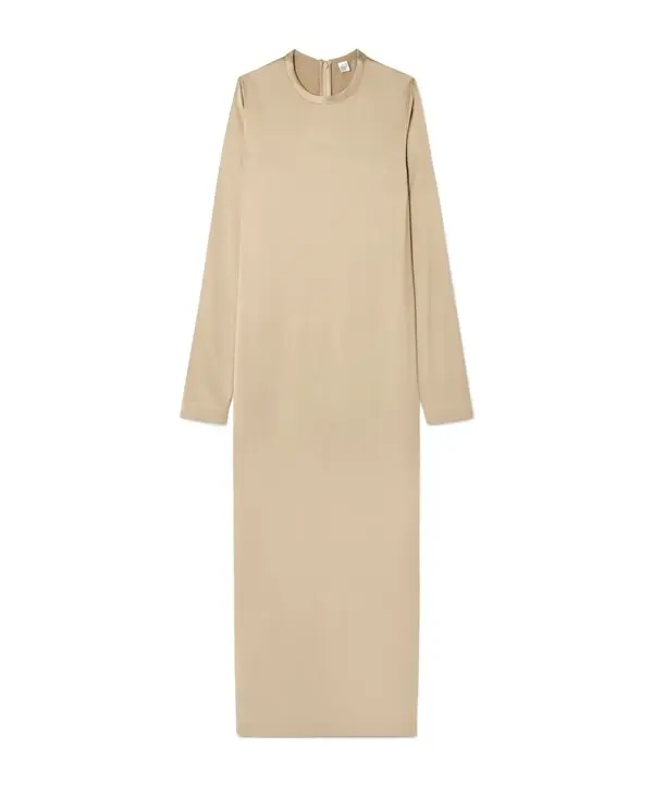 TOTEME Long Sleeve Satin Maxi Dress - Beige