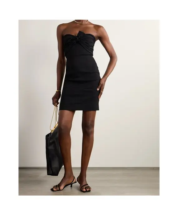 Tove Dipti Strapless Tie-front Stretch Linen And Cotton-blend Mini Dress