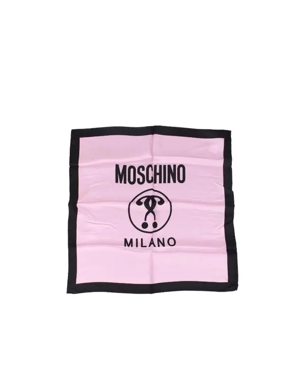 Moschino Logo Letter Question Mark Printed Silk Scarf - Pink
