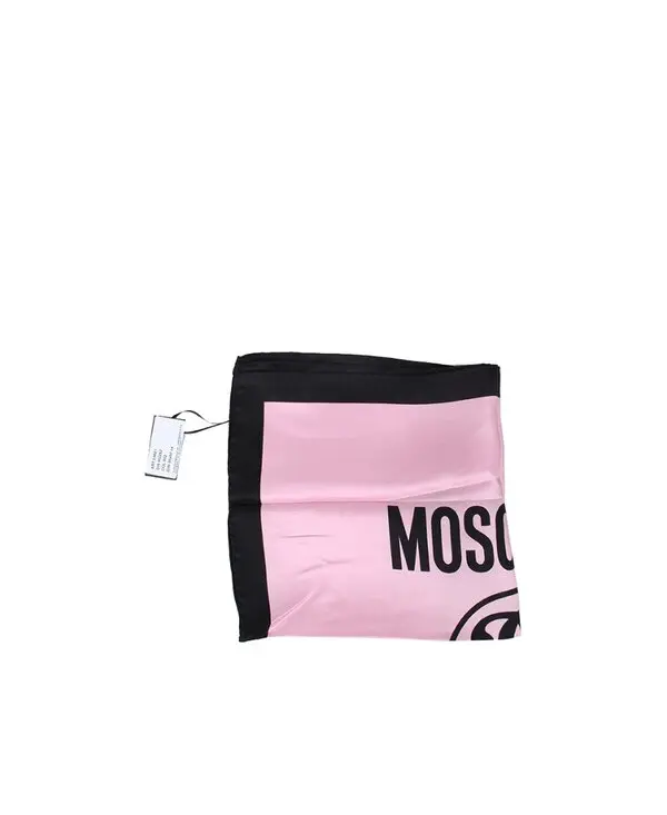 Moschino Logo Letter Question Mark Printed Silk Scarf - Pink