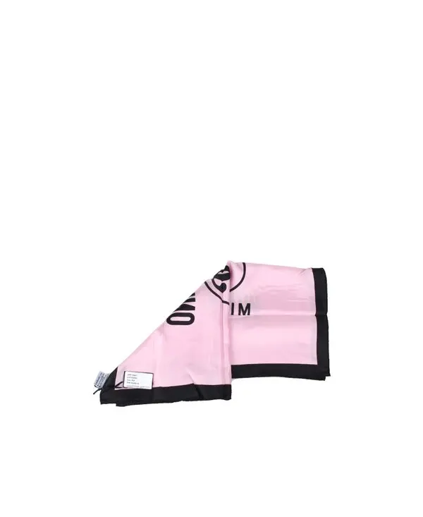 Moschino Logo Letter Question Mark Printed Silk Scarf - Pink