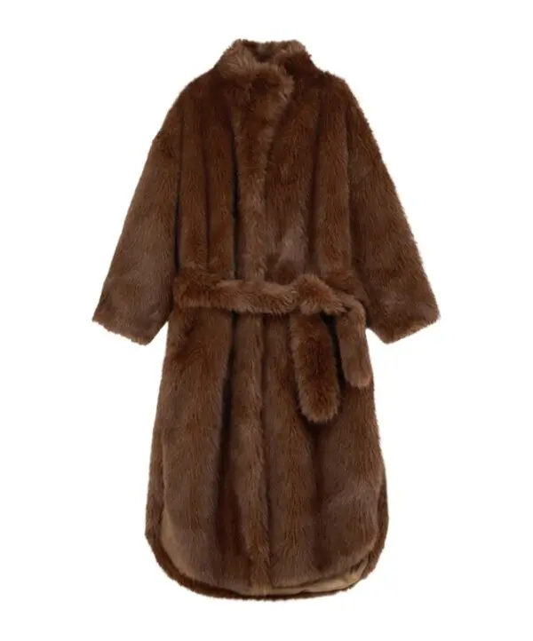 THE FRANKIE SHOP Ravello Belted Faux Fur Coat