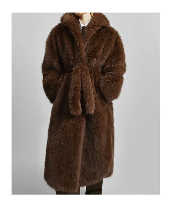 THE FRANKIE SHOP Ravello Belted Faux Fur Coat