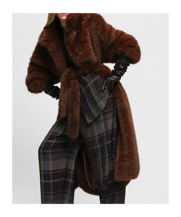 THE FRANKIE SHOP Ravello Belted Faux Fur Coat