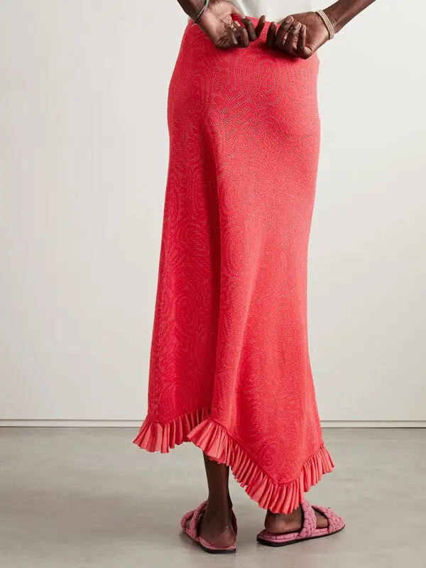 Ulla Johnson Josephine Asymmetrical Ruffled Pointelle-knit Midi Skirt