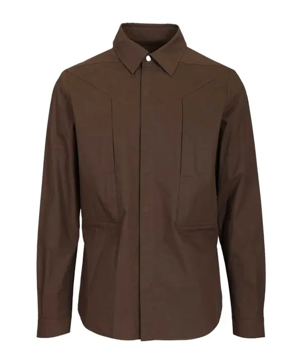 Rick Owens Fogpocket Snap Outer Shirt - Brown