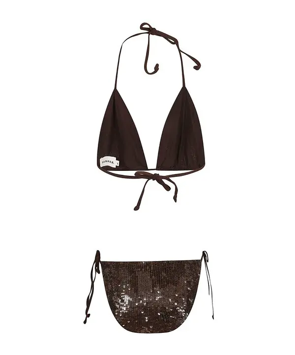 P.a.r.o.s.h Embellished Triangle Bikini - Brown