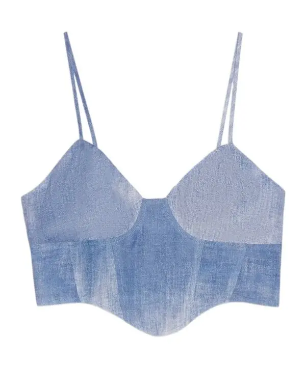 ERMANNO FIRENZE Denim Print Bustier Top