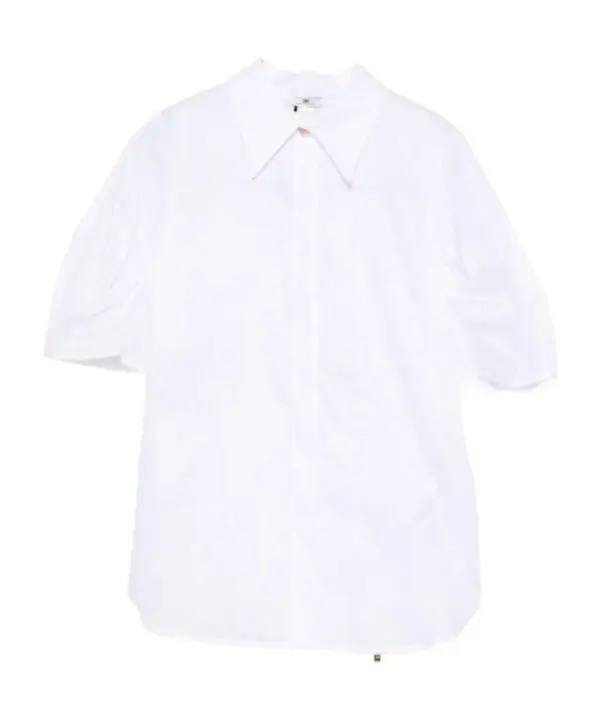 Elisabetta Franchi Puff-sleeve Shirt With Open Back Detail - White
