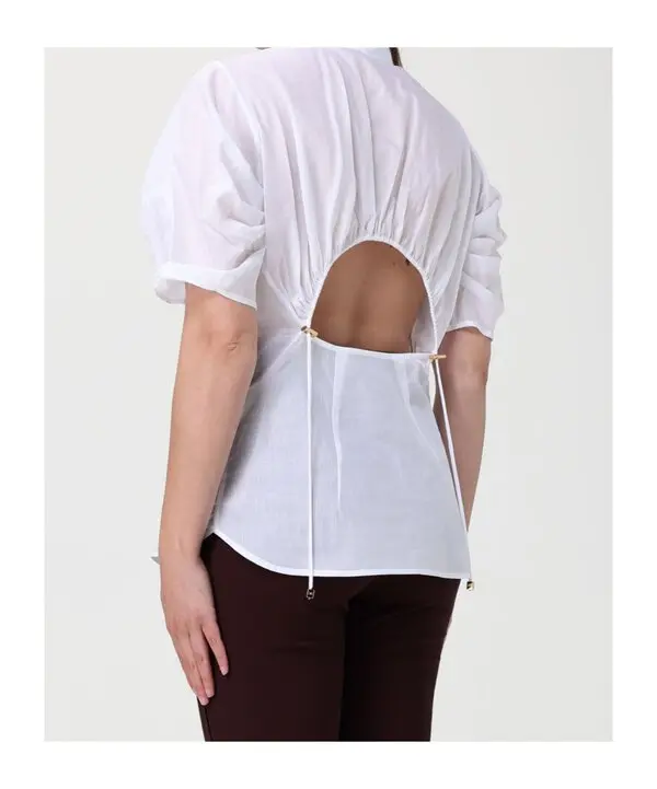 Elisabetta Franchi Puff-sleeve Shirt With Open Back Detail - White