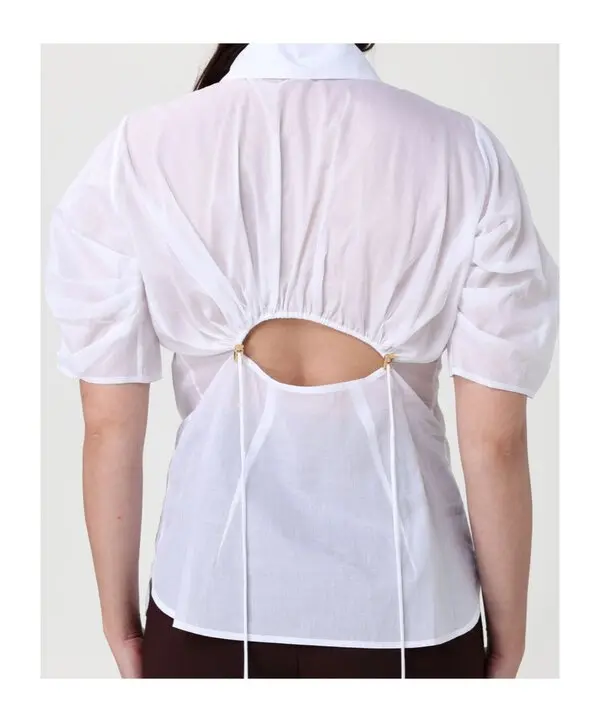 Elisabetta Franchi Puff-sleeve Shirt With Open Back Detail - White