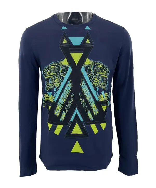 Just Cavalli Pattern Printed Long-sleeved T-shirt - Blue