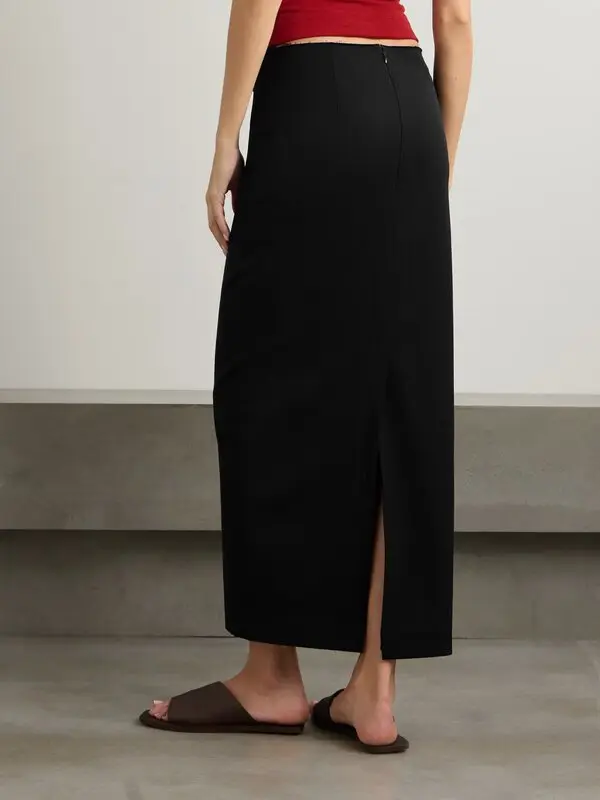 ST. AGNI Frayed Wool-blend Twill Maxi Skirt