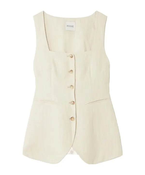 Posse Lucille Pinstriped Linen Vest