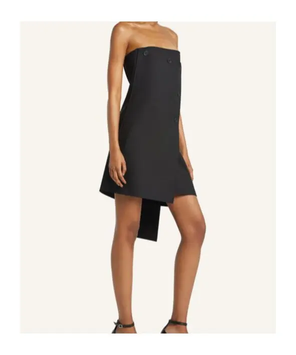 COURREGES Strapless Asymmetrical Button Mini Dress