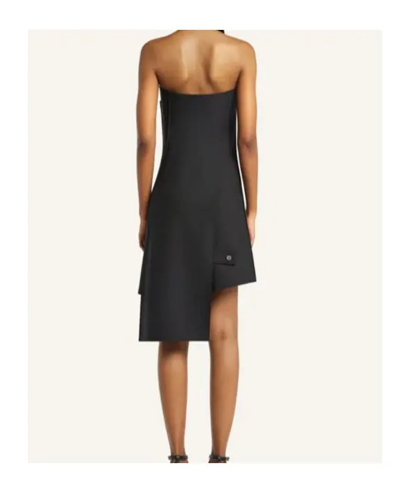 COURREGES Strapless Asymmetrical Button Mini Dress