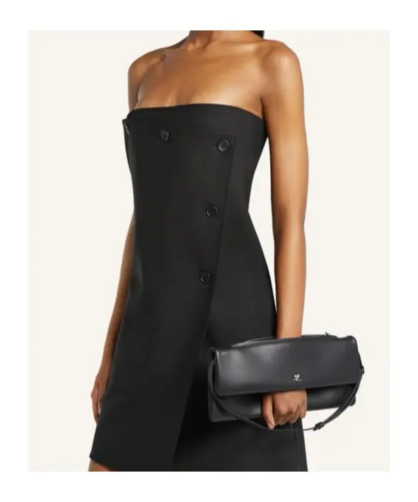 COURREGES Strapless Asymmetrical Button Mini Dress