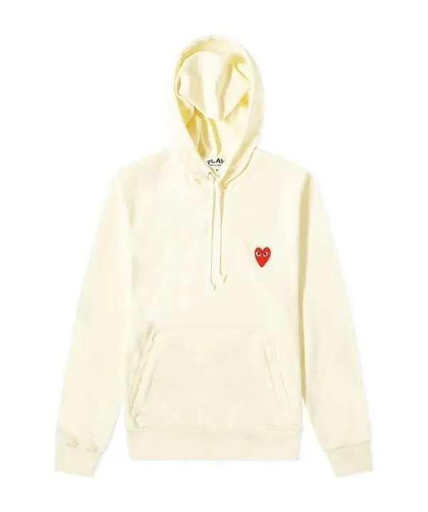 Play Comme Des Garcon Heart Appliqué Hoodie - White